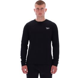 T-Shirt Reebok "ENZO SMALL LOGO CREW NECK LS TEE", Herren, Gr. L, schwarz, Obermaterial: 100% Baumwolle, normal, Rundhals, Shirts