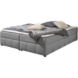 Boxbett Home Affaire, hellgrau, B:184cm L:204cm, Komplettbetten, Boxbett ohne Kopfteil, inkl. Topper