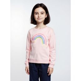 Sweatshirt Blue Seven, Mädchen, Gr. 110, rosa, Sweatware, Obermaterial: 100% Baumwolle, bedruckt, hüftbedeckend, Rundhals, Rippbündchen, Sweatshirts, mit tollem Frontmotiv mit Wendepailletten