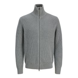 Jack & Jones Strickjacke JACK & JONES "JPRBLASTANDFORT KNIT CARDIGAN BF", Herren, Gr. L, medium grau melange, Strick, Obermaterial: 100% Baumwolle, meliert, unifarben, regular fit, hoch geschlossener Ausschnitt, Strickjacken