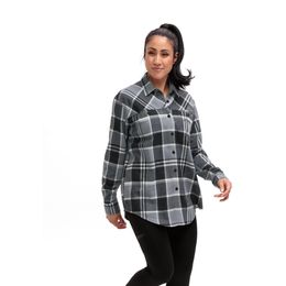 Funktionshemd Maier Sports "DA-BLUSE 1/1 ARM PREDEAL 2.0 W", Damen, Gr. 48, N-Gr, grau check, Obermaterial: 57% Baumwolle, 43% Viskose, Hemden