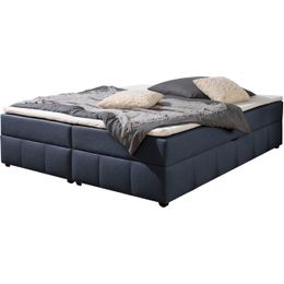 Boxbett Home Affaire, denim, blau, B:184cm L:204cm, Komplettbetten, Boxbett ohne Kopfteil, inkl. Topper