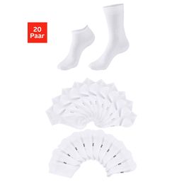 H.I.S. Basicsocken H.I.S, Damen, Gr. 43-46, 20x weiß, Baumwollmischung, unifarben, elastisch, Socken, zwei Längen im Kombi Pack