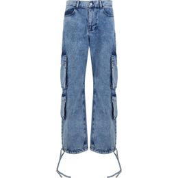 Cargohose PEQUS "PEQUS PEQUS Denim Cargo Pants", Damen, Gr. M, US-Größen, blau, 99% Baumwolle, 1% Polyurethan, unifarben, normal, Hosen