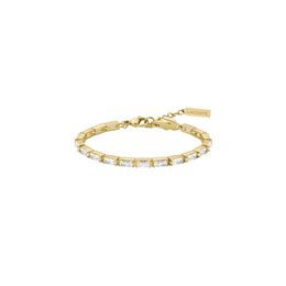 Tennisarmband Lacoste "DUCHESS", gelbgoldfarben, kristallweiß, kristallweiß, Armbänder, Damen, 18cm, Edelstahl, mit Preciosa Crystal
