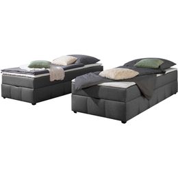 Boxbett Home Affaire, anthrazit, B:94cm L:204cm, Komplettbetten, Boxbett ohne Kopfteil, inkl. Topper