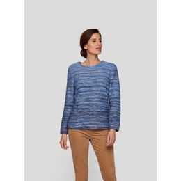 Strickpullover Rabe, Damen, Gr. 48, blau (ozean), Strick, Obermaterial: 50% Baumwolle, 50% Polyacryl, gemustert, gestreift, gerade hüftbedeckend, Rundhals, Rollkante, Pullover, in melierter Streifen-Optik