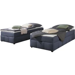 Boxbett Home Affaire, denim, blau, B:94cm L:204cm, Komplettbetten, Boxbett ohne Kopfteil, inkl. Topper