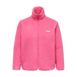 Plüschjacke Only CARMAKOMA "CARHOLLY TEDDY L/S ZIP SWT", Damen, Gr. M, pink (pink lemonade), Plüsch, Obermaterial: 100% Polyester, unifarben, Jacken