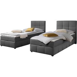 Boxbett Home Affaire, anthrazit, B:102cm L:210cm, Komplettbetten, Boxbett mit Bettkasten, inkl. Topper
