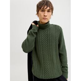 Jack & Jones Rollkragenpullover JACK & JONES "JJPAUL KNIT ROLL NECK", Herren, Gr. L, duffel bag, Strick, Obermaterial: 82% Polyacryl, 18% Baumwolle, unifarben, regular fit normal, Pullover