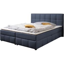 Boxbett Home Affaire, denim, blau, B:192cm L:210cm, Komplettbetten, Boxbett mit Bettkasten, inkl. Topper