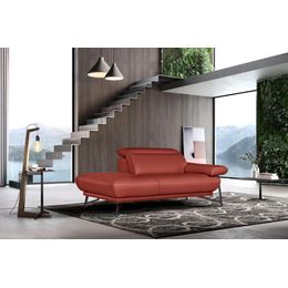 Ottomane Egoitaliano "Anais, erstklassiges Designsofa, Breite 179 cm, Fu&szlig;farbe schattengrau", rot (marsala), Sofas, B/H/T: 179cm x 74cm x 106cm, Leder BULL, Ottomane links, Armlehne rechts, LEDER -Artikel BULL &ndash; Kat. B: Der Artikel BULL ist ein geschliffenes, pigmentiertes und behandeltes Rindsleder mit einer Dicke von 1, 3-1, 5 mm. Dieses Leder zeigt eine ziemlich weiche Hand mit einem halb undur