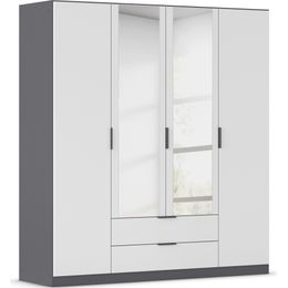Kleiderschrank Rauch "Drehtürenschrank Schrank Garderobe Ankleide Schlafzimmer LAGOA", graumetallic, alpinweiß, B:181cm H:197cm T:54cm, Holzwerkstoff, Schränke, geräumige Schubladen, 3 Breiten, optional mit Aufsatz MADE IN GERMANY