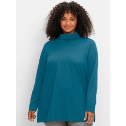 Rollkragenshirt sheego "Rollkragenshirt", Damen, Gr. 48/50, topas, 100% Baumwolle, unifarben, Shirts