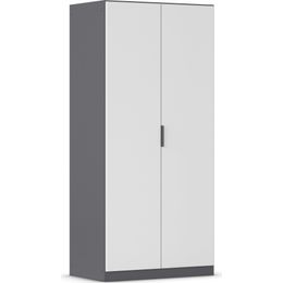 Kleiderschrank Rauch "Drehtürenschrank Schrank Garderobe Ankleide Schlafzimmer LAGOA", graumetallic, alpinweiß, B:91cm H:197cm T:54cm, Holzwerkstoff, Schränke, moderne Kantengriffe aus Metall, optional mit Aufsatz MADE IN GERMANY