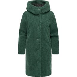 Langmantel Ragwear "Joonie YOUMODO", Damen, Gr. L (40), flaschengrün, Obermaterial: 100% Polyester, Innenfutter: 100% Polyester, gerade knieumspielend, hoch geschlossener Ausschnitt, Ärmel ohne Ärmelschlitz normaler Saum, Mäntel, Langer Winter Plüschmantel mit Kapuze