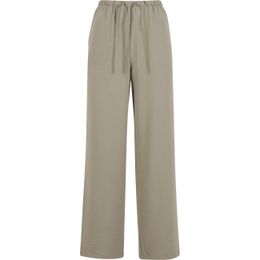 Stoffhose Urban Classics "Urban Classics Ladies Structured Wideleg Pants", Damen, Gr. 4XL, US-Größen, paleolive, 85% Viskose, 15% Polyimid, unifarben, relaxed fit, Hosen