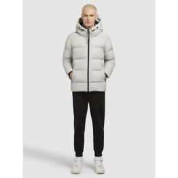 Steppjacke Khujo "DOVER", Herren, Gr. M, grau (hellgrau), 100% Polyester, unifarben, regular fit hüftlang, eingesetzt elastischer Bund mit Windstopper, Jacken