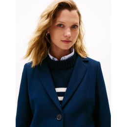 Langmantel Tommy Hilfiger "CLASSIC SB WOOL REG COAT", Damen, Gr. 34, blau (schwarz night navy), Web, Obermaterial: 72% Wolle, 25% Polyamid, 3% Kaschmir, unifarben, knielang, V-Ausschnitt, Mäntel, mit Wolle und Kaschmiranteil