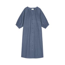 Shirtkleid MOSHI MOSHI MIND "moshi moshi mind Shirt dress may", Damen, Gr. SM, sea blau, Obermaterial: 55% Leinen, 45% Viskose, Kleider