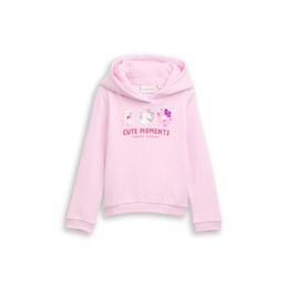 Hoodie Tom Tailor, Mädchen, Gr. 104/110, peachskin, Sweatware, Obermaterial: 70% Baumwolle, 30% Polyester, bedruckt, regular fit normal, ohne Ausschnitt, Bündchen, Sweatshirts, mit Print