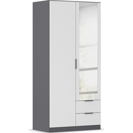 Kleiderschrank Rauch "Drehtürenschrank Schrank Garderobe Ankleide Schlafzimmer LAGOA", graumetallic, alpinweiß, B:91cm H:197cm T:54cm, Holzwerkstoff, Schränke, geräumige Schubladen, 3 Breiten, optional mit Aufsatz MADE IN GERMANY