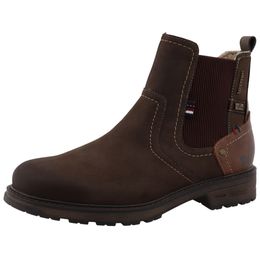 Chelseaboots Mustang Shoes "Marian", Herren, Gr. 41, mokka, Elastischer Einsatz, Lederimitat, Schuhe, Stiefelette, Boots mit Warmfutter