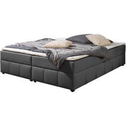 Boxbett Home Affaire, anthrazit, B:184cm L:224cm, Komplettbetten, Boxbett ohne Kopfteil, inkl. Topper