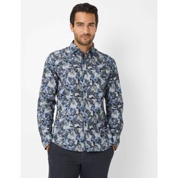 Langarmhemd Brax "Style HAROLD", Herren, Gr. L, Normalgrößen, blau, Web, 100% Baumwolle, Hemden