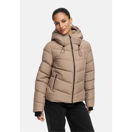 Winterjacke Marikoo "Yukanii", Damen, Gr. M, beige (taupe grau), Obermaterial: 100% Polyester; Futter: 100% Polyester; Wattierung: 100% Polyester; Ärmelfutter: 100% Polyester, Jacken, Kurze Winterjacke mit langen Bündchen und Daumenloch