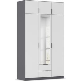 Kleiderschrank Rauch "Drehtürenschrank Schrank Garderobe Ankleide Schlafzimmer LAGOA", graumetallic, alpinweiß, B:136cm H:235cm T:54cm, Holzwerkstoff, Schränke, geräumige Schubladen, 3 Breiten, optional mit Aufsatz MADE IN GERMANY