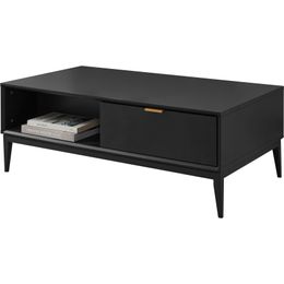 Couchtisch LEONIQUE "Lavisha", schwarz, schwarz, B:110cm H:41cm T:60cm, Tische, Keramikplatte, Eisengestell und FSC-zertifiziertes Holz, Breite 110 cm