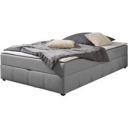 Boxbett Home Affaire, hellgrau, B:124cm L:204cm, Komplettbetten, Boxbett ohne Kopfteil, inkl. Topper