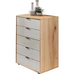 Schubkastenkommode Wiemann "Cardiff Sideboard, Wäscheschrank, teilmassiv Bianco-Eiche, Schubladen", braun, B:60cm, Sideboards, Schubkästen inklusive Selbsteinzug und Dämpfung