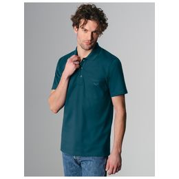 Poloshirt TRIGEMA "TRIGEMA Poloshirt aus Single-Jersey", Herren, Gr. 3XL, blau (petrol), 100% Baumwolle, Basic, Shirts