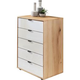 Schubkastenkommode Wiemann "Cardiff Sideboard, Wäscheschrank, teilmassiv Bianco-Eiche, Schubladen", braun, B:60cm, Sideboards, Schubkästen inklusive Selbsteinzug und Dämpfung