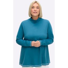 Rollkragenshirt sheego "Rollkragen-Shirt", Damen, Gr. 44/46, topas, ecru, 95% Baumwolle, 5% Elasthan, unifarben, Shirts