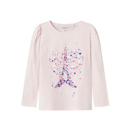 Longtop name it "NMFOLLIA LS TOP PB", Mädchen, Gr. 122/128, pink (cradle pink), Jersey, Obermaterial: 95% Baumwolle, 5% Elasthan, bedruckt, normal, Rundhals, Tops
