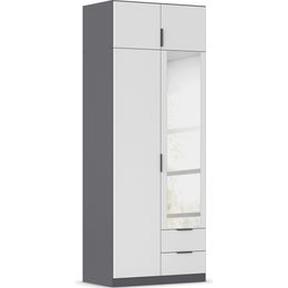 Kleiderschrank Rauch "Drehtürenschrank Schrank Garderobe Ankleide Schlafzimmer LAGOA", graumetallic, alpinweiß, B:91cm H:235cm T:54cm, Holzwerkstoff, Schränke, geräumige Schubladen, 3 Breiten, optional mit Aufsatz MADE IN GERMANY