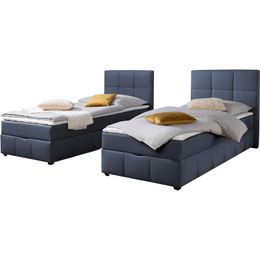 Boxbett Home Affaire, denim, blau, B:102cm L:210cm, Komplettbetten, Boxbett mit Bettkasten, inkl. Topper