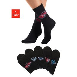 H.I.S. Freizeitsocken H.I.S, Herren, Gr. 35-38, 5x schwarz, Baumwollmischung, unifarben, elastisch, Socken, mit eingestrickten Motiven
