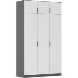 Kleiderschrank Rauch "Drehtürenschrank Schrank Garderobe Ankleide Schlafzimmer LAGOA", graumetallic, alpinweiß, B:136cm H:235cm T:54cm, Holzwerkstoff, Schränke, moderne Kantengriffe aus Metall, optional mit Aufsatz MADE IN GERMANY