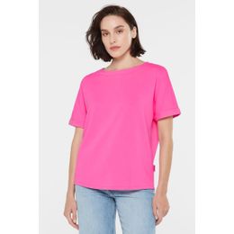 Rundhalsshirt SENSES.THE LABEL, Damen, Gr. M, vivid pink, Material: 50% Polyester, 44% Modal, 6% Elasthan, unifarben, regular fit normal, Fledermausärmel, Shirts, mit Fledermausärmel