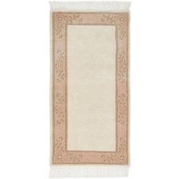 Wollteppich LUXOR living "Giza", beige (creme), B:70cm H:12mm L:140cm, Obermaterial: 100% Wolle, Teppiche, reine Wolle, handgeknüpft, mit Bordüre und Fransen