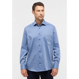 Langarmhemd Eterna "COMFORT FIT", Herren, Gr. 43, Normalgrößen, blau (mittelblau), Twill, 100% cotton, normal, Manschette, Hemden, NON IRON (bügelfrei)