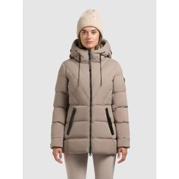 Steppjacke Khujo "RABB", Damen, Gr. S (36), greige, Steppware, Obermaterial: 100% Polyester. Futter: 100% Nylon. Wattierung: 100% Polyester, unifarben, hüftbedeckend, elastischer Bund, Jacken, Applikationen aus Lederimitat