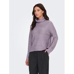 Rollkragenpullover Only "ONLARIZONA LS SEQUINS ROLLNECK PULL KNT", Damen, Gr. M, nirvana detail:melange, silber sequins, Strick, Obermaterial: 58% Polyacryl, 23% Nylon, 12% Polyester, 5% metallisierte Fasern, 2% Elasthan, meliert, regular fit, Pullover