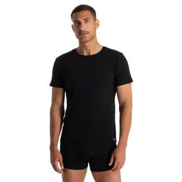 Rundhalsshirt Bruno Banani "FINE RIB", Herren, Gr. L, schwarz, Feinripp, Obermaterial: 96% Baumwolle, 4% Elasthan, Basic schmal, Rundhals, Shirts, Feinripp, Kurzarm