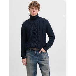 Jack & Jones Rollkragenpullover JACK & JONES "JJPAUL KNIT ROLL NECK", Herren, Gr. L, sky captain, Strick, Obermaterial: 82% Polyacryl, 18% Baumwolle, unifarben, regular fit normal, Pullover